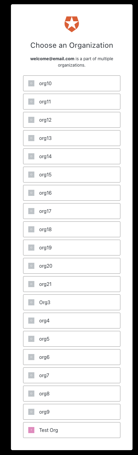 Auth0 Support Center - Limit of 20 Organizations on Universal Login Page Organization Picker