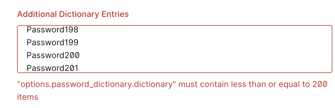 Auth0 Support Center - Password Dictionary Limit