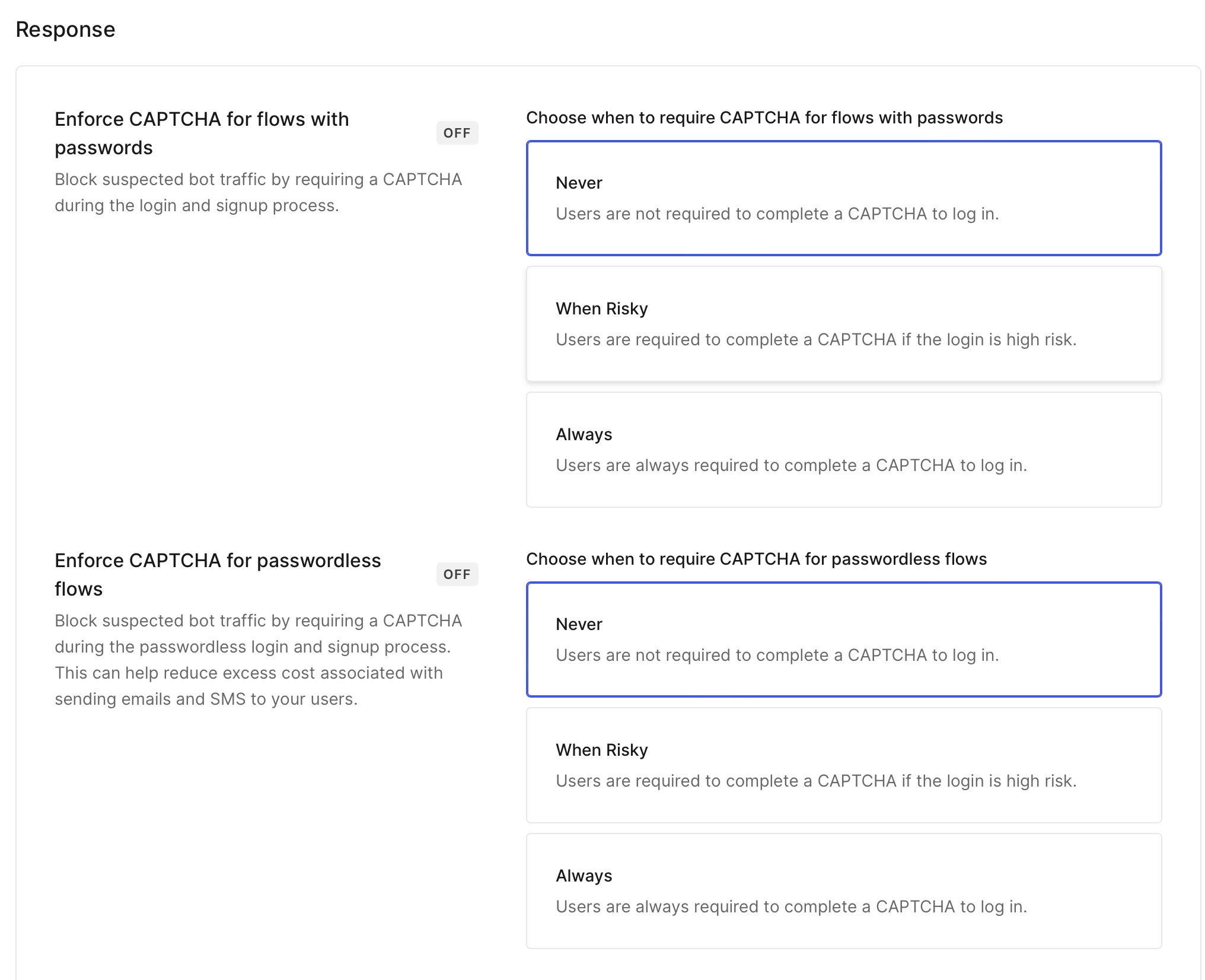 Auth0 Support Center - Suspicious Request Requires Verification on /dbconnections/signup