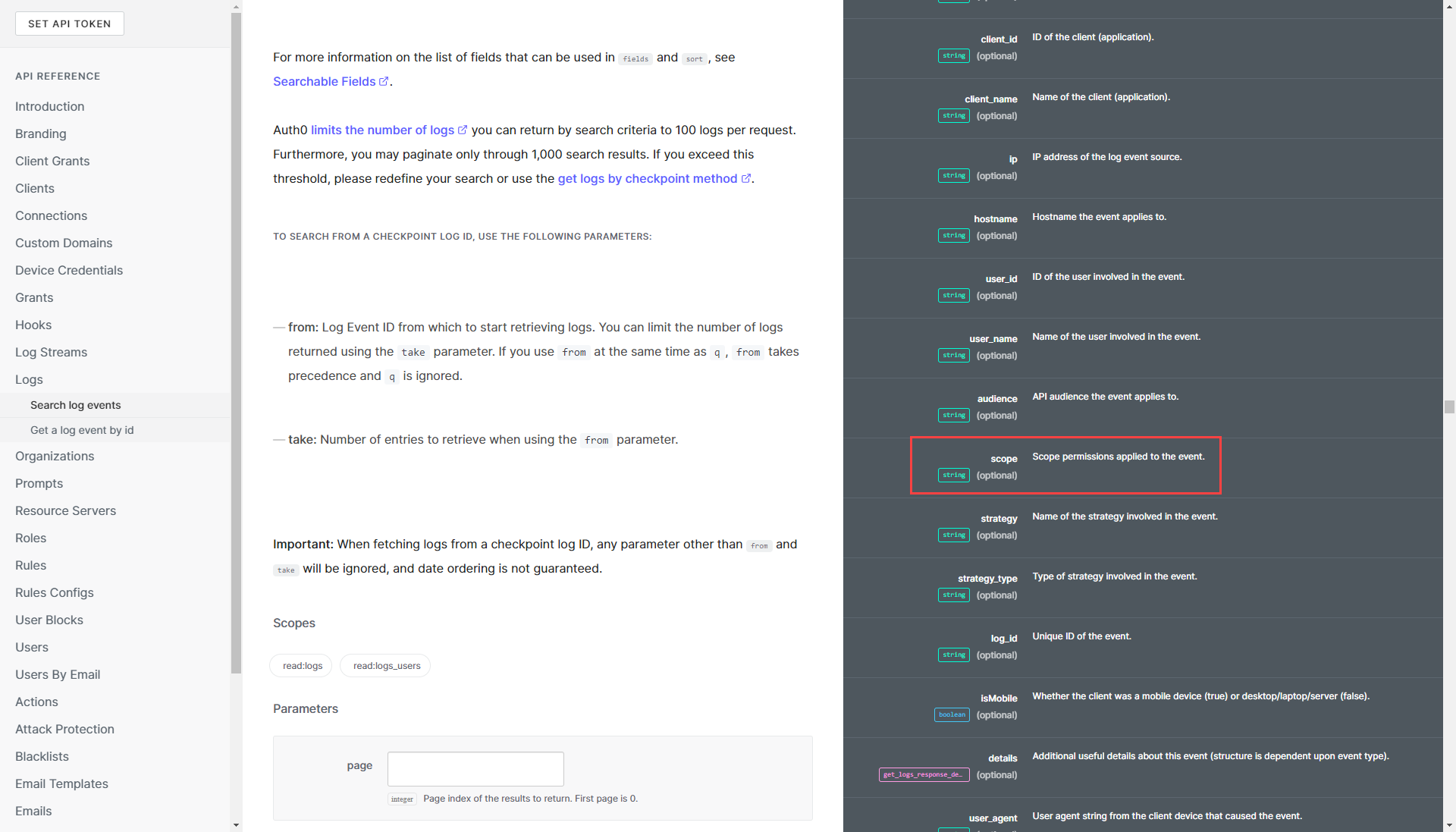 Auth0 Support Center - The schema definition for logs appears to be ...