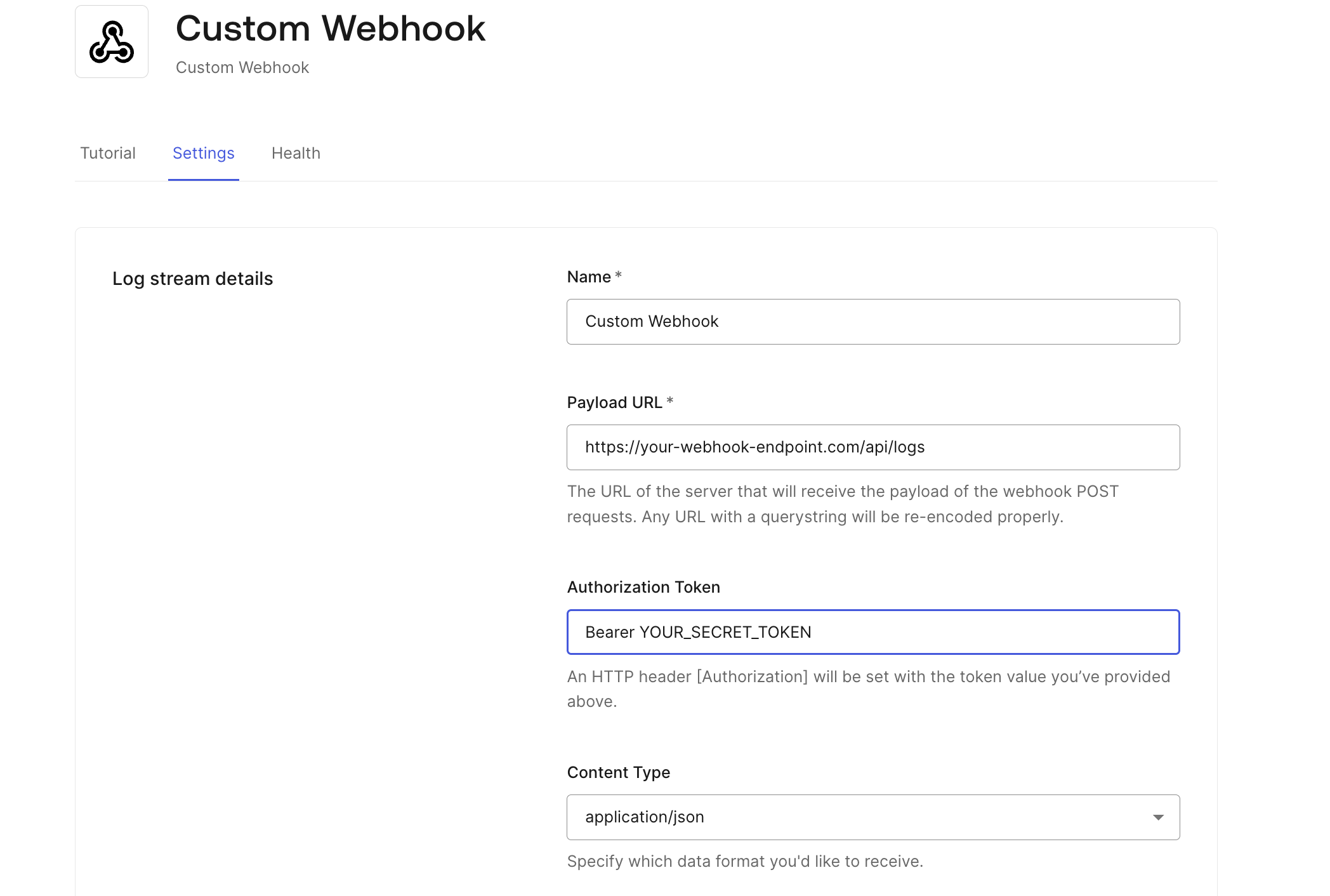 Auth0 Support Center - 403 Forbidden Error for Custom webhook Log Stream
